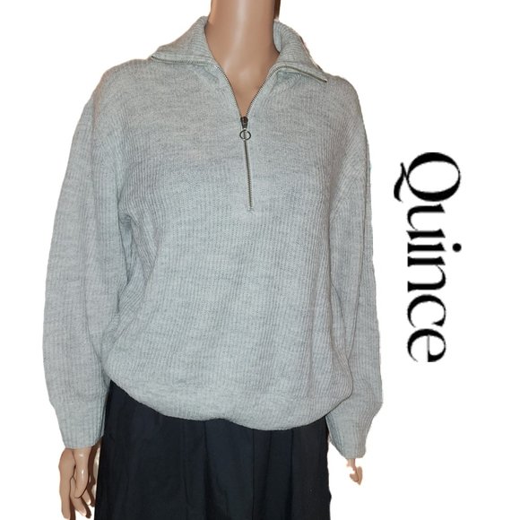 Quince | Sweaters | Quince Baby Alpacawool Quarter Zip Nwot Light Gray ...